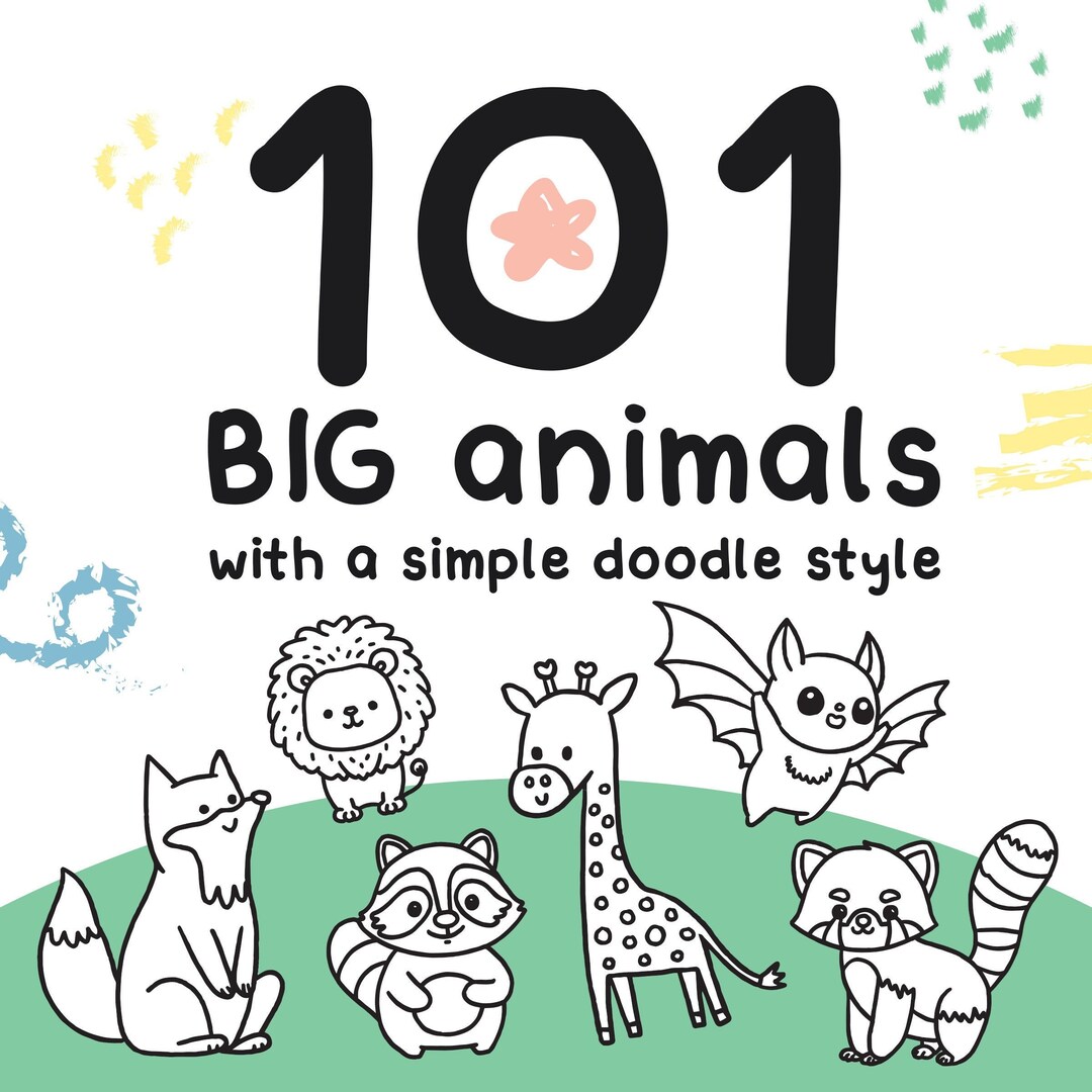 101 Big Animals With a Simple Doodle Style: Coloring Book for Kids (8.5 ...