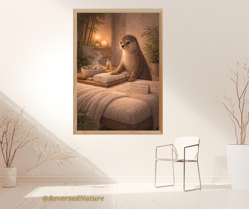 Otter Spa Art Print | Wellness Therapy Animal Poster | Self Care ...
