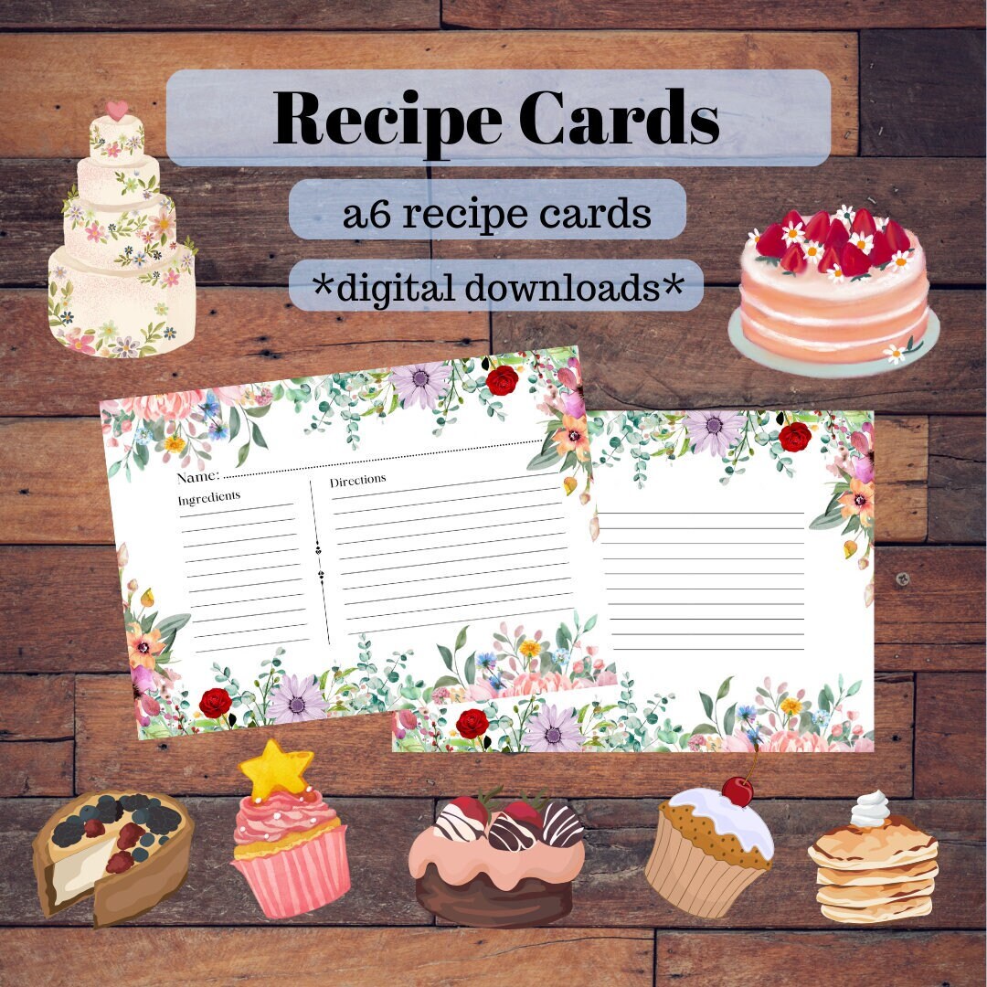 Digital Recipe Card, Printable Recipe Card, Digital Download - Etsy
