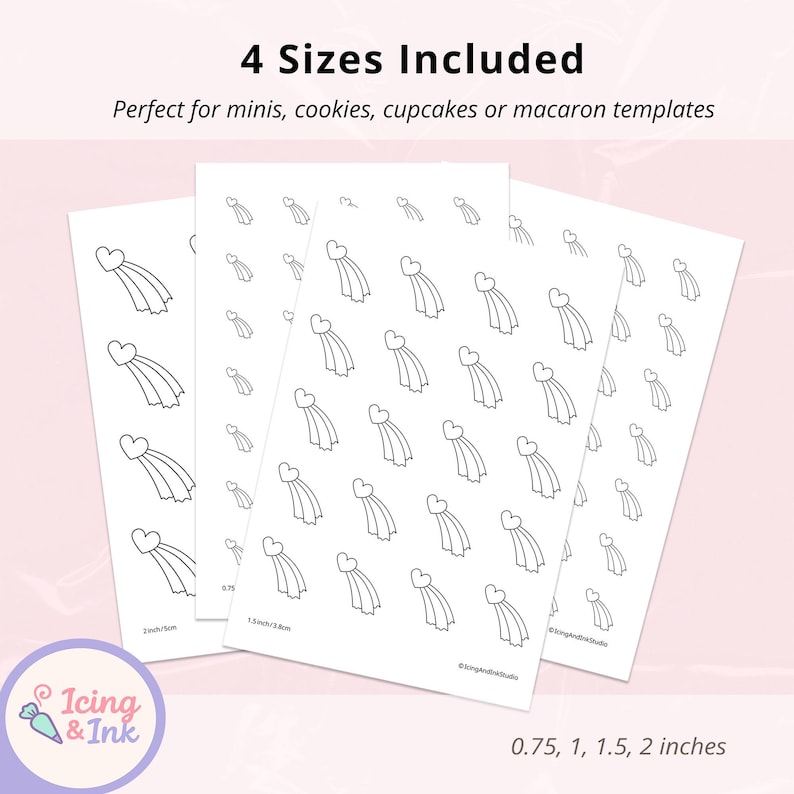 Trailing Heart Royal Icing Transfer Sheet Printable, Valentine Cookie ...