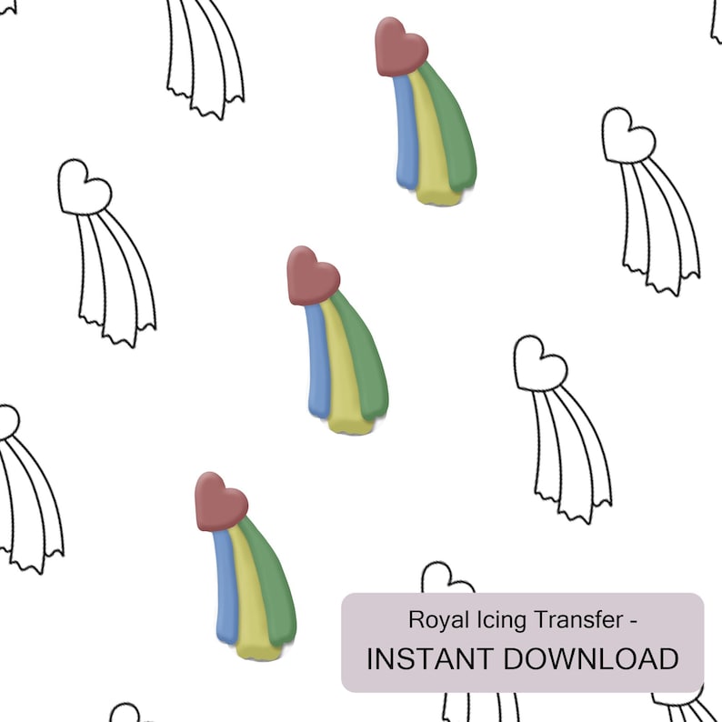 Trailing Heart Royal Icing Transfer Sheet Printable, Valentine Cookie ...