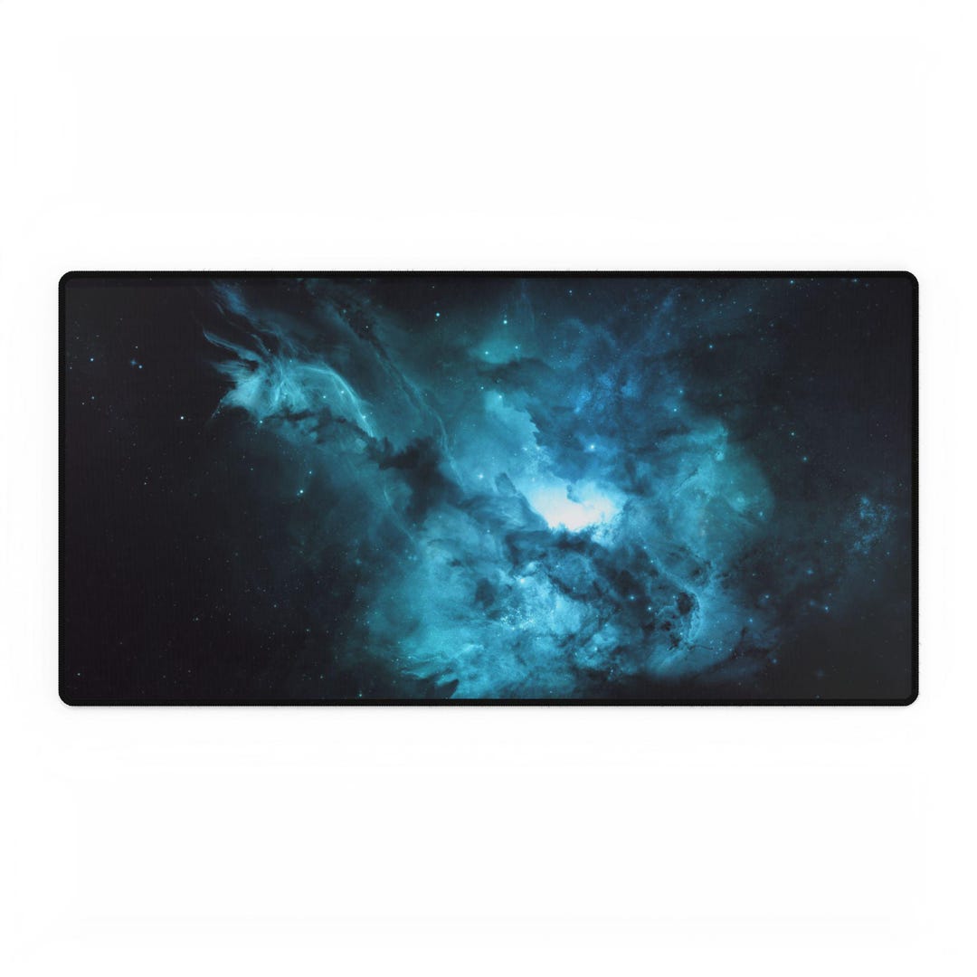 Blue Galaxy Desk Mat - Space Nebula Desk Pad, Office Accessories, Mouse ...