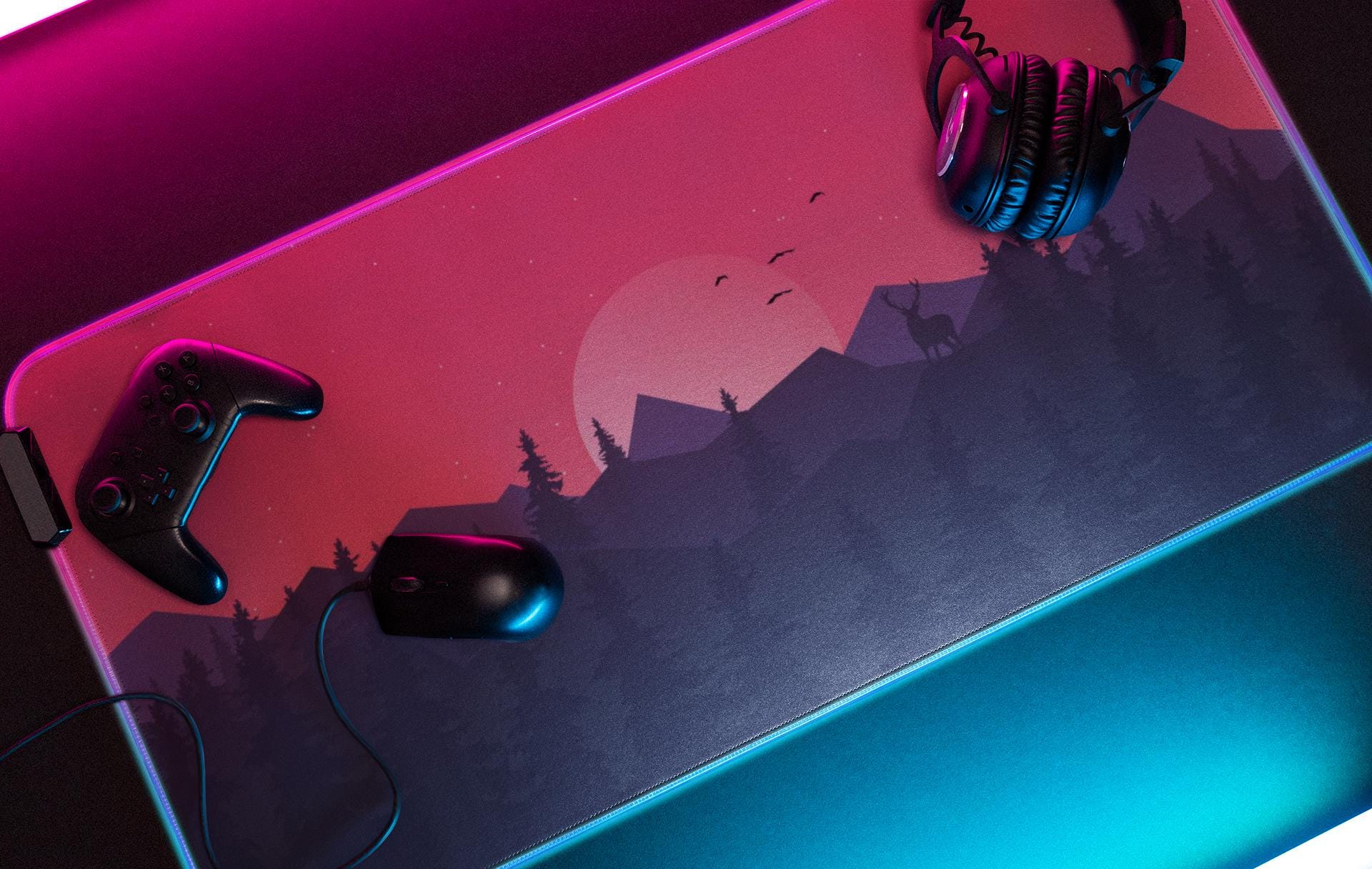 Mountain Sunset Desk Mat, Mountain Range Desk Pad, Nature Desk ...