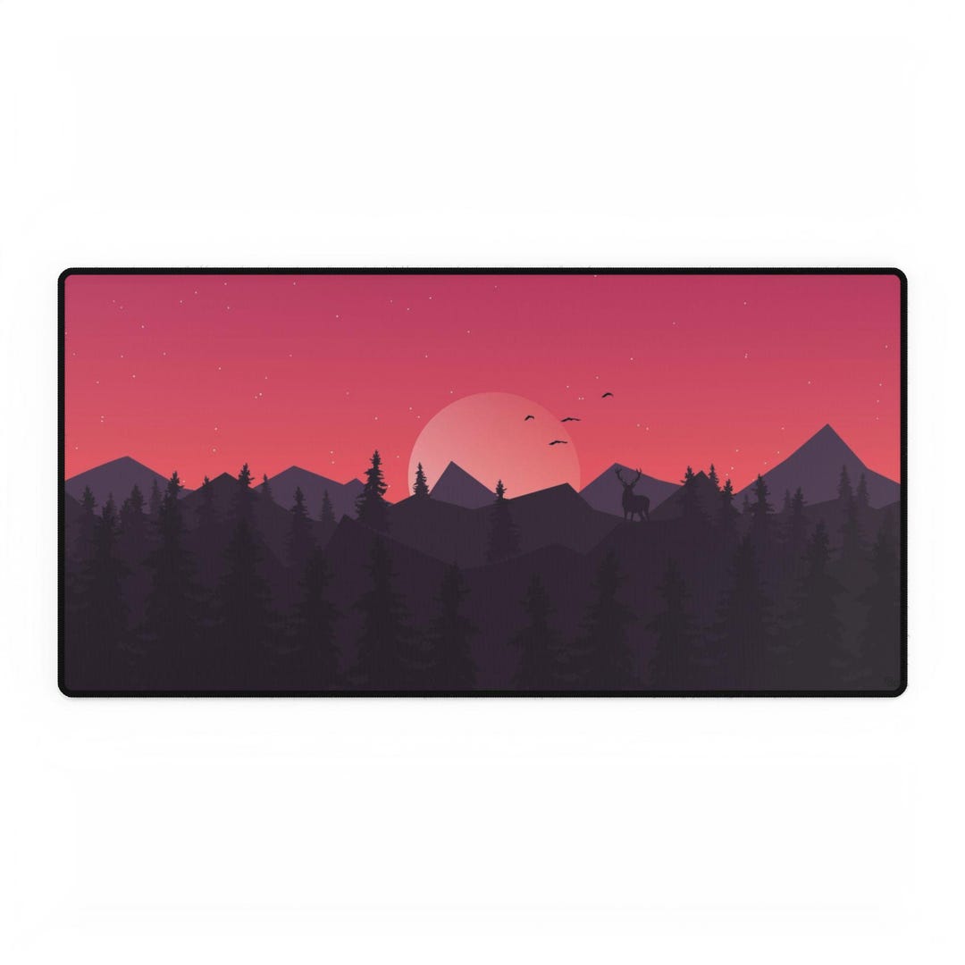 Mountain Sunset Desk Mat, Mountain Range Desk Pad, Nature Desk ...