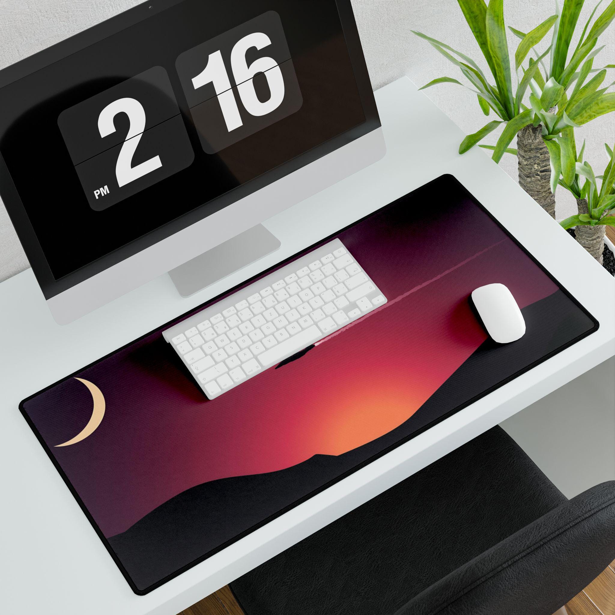 Simplistic Fighter Jet Sunset Desk Mat - Aviation Decor, Airplane Lover ...