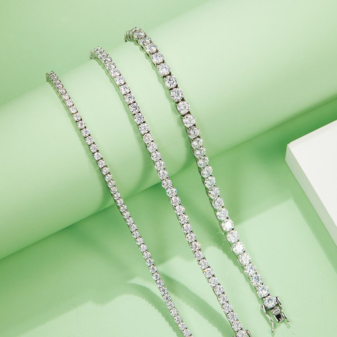 Certified Vvs1 Excellent Cut D Color Moissanite Tennis Bracelet 3mm 4mm