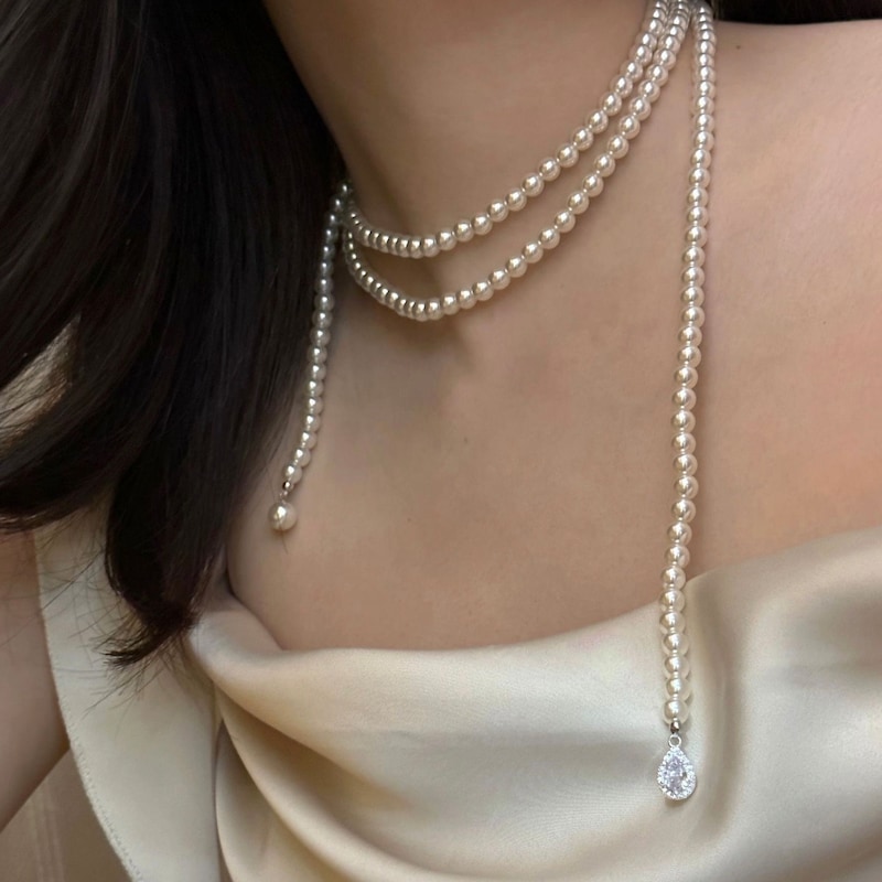 Long Pearl Necklace - Etsy
