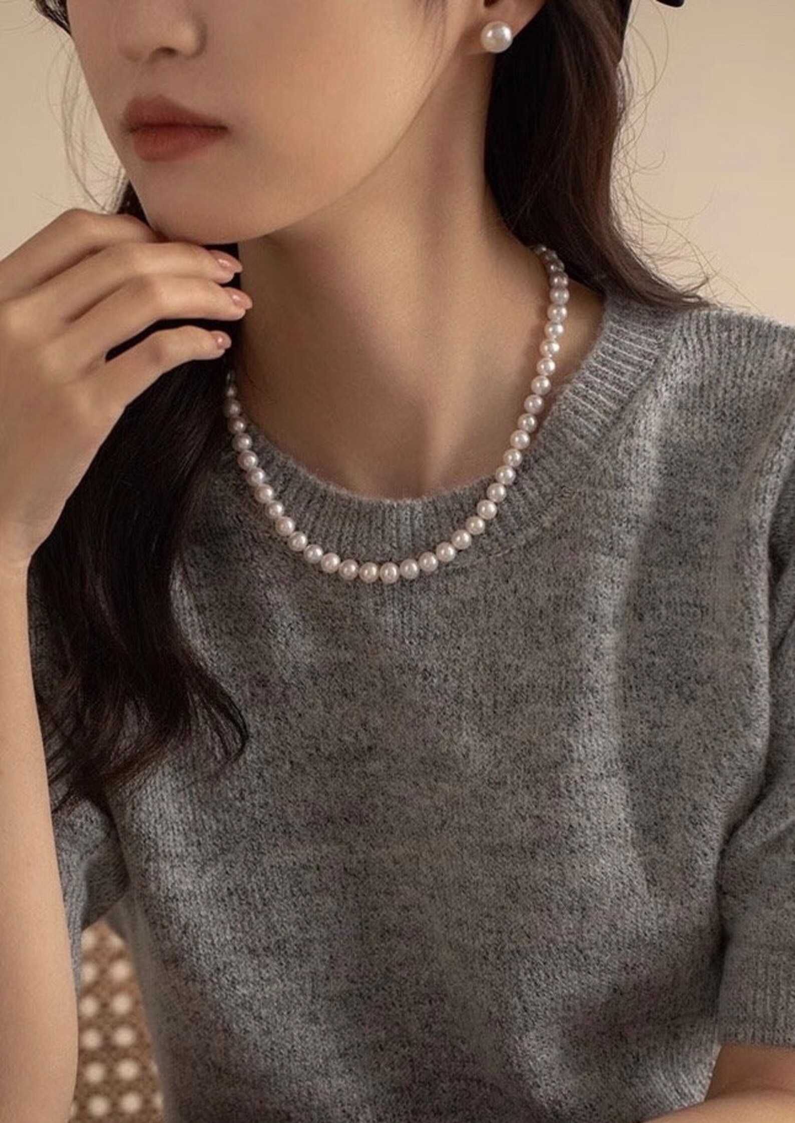 Multiple Strands Shell Pearl Necklace 4 Ways to Wear Gold Plated White ...