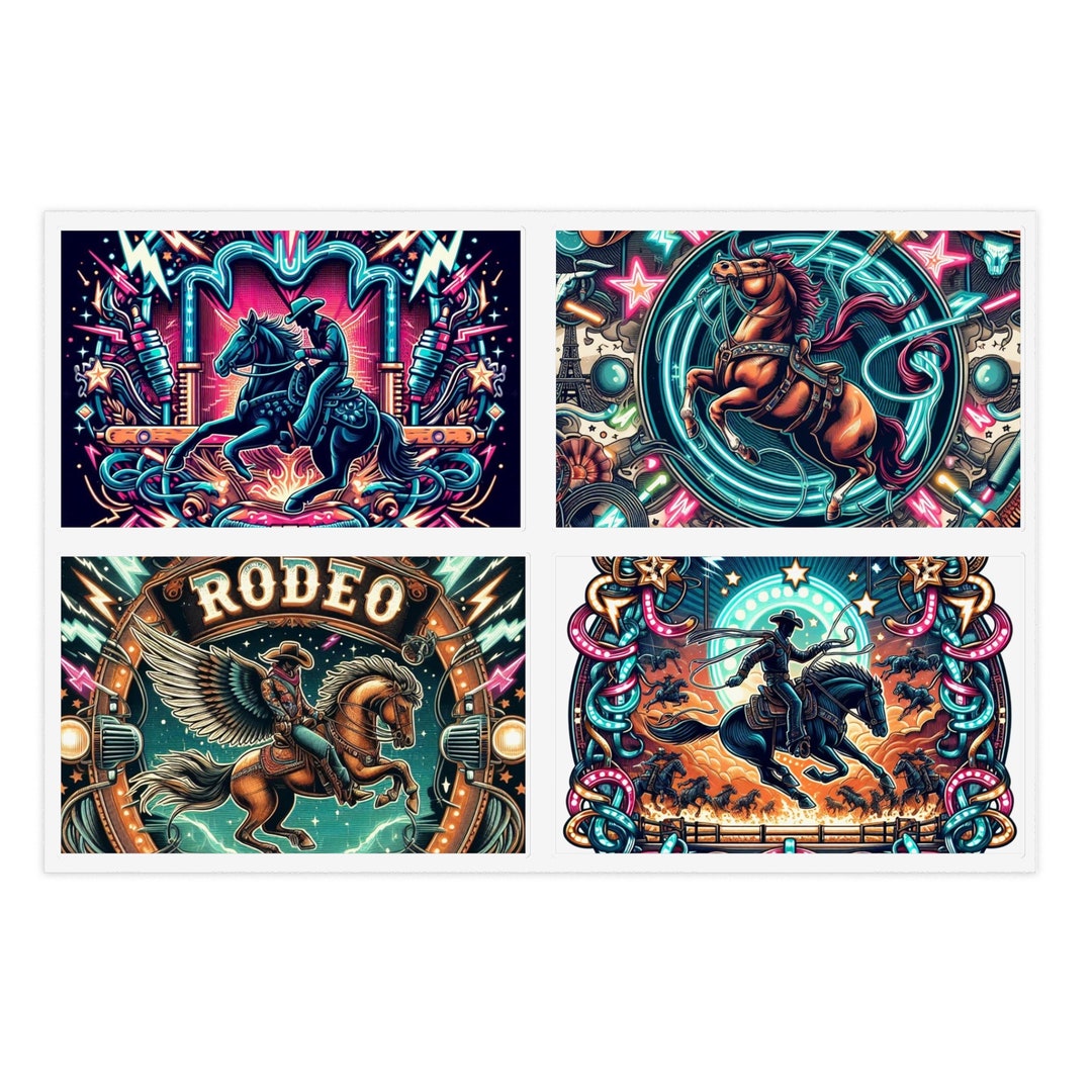Cyberpunk Neon Rodeo Sticker Sheets - Etsy