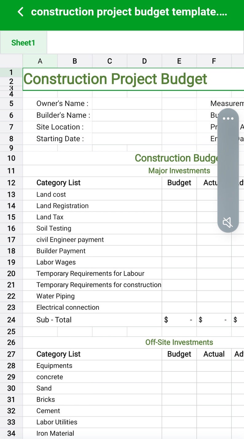 Construction Excel Spreadsheets - Etsy