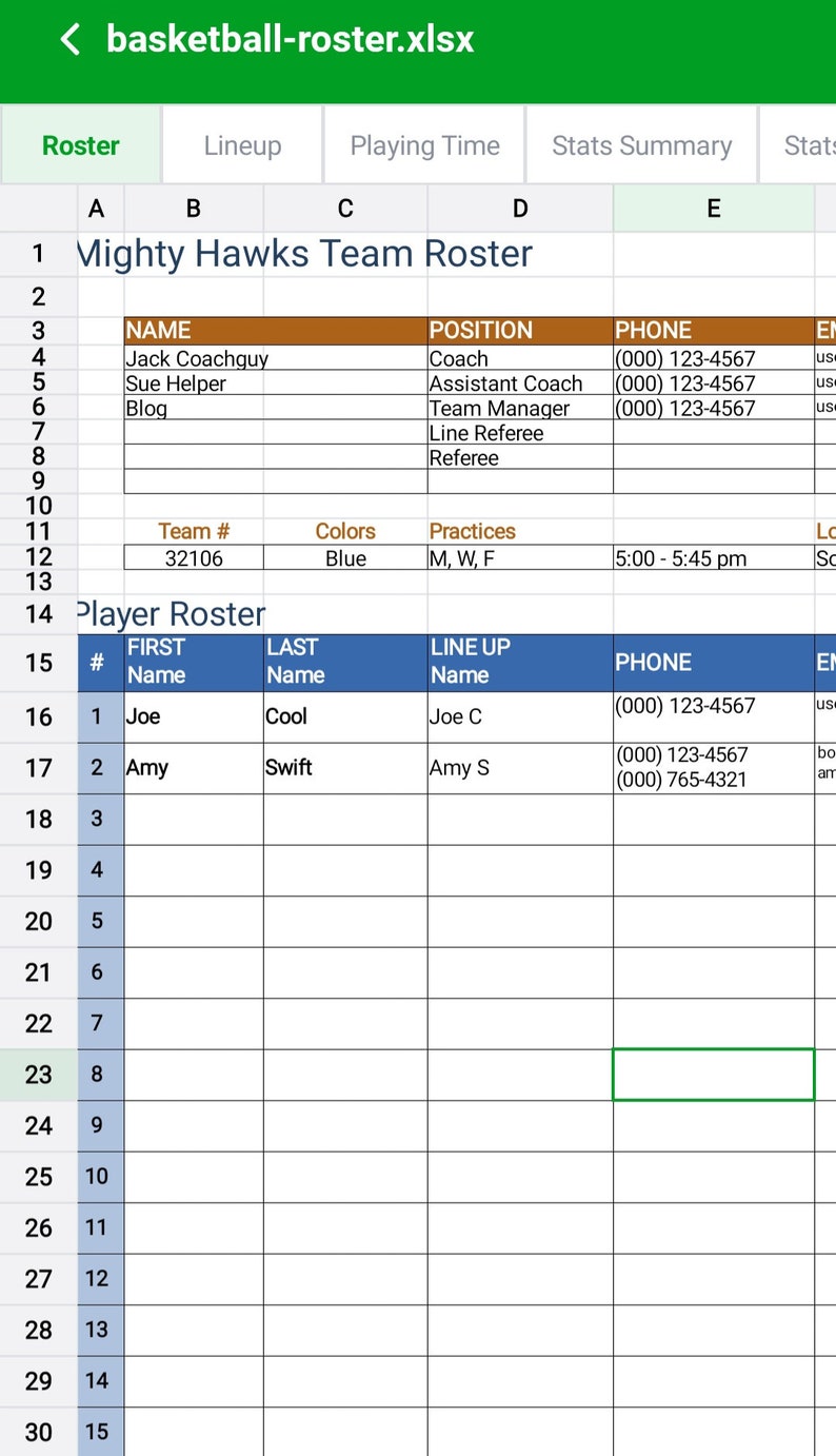Sports Excel Spreadsheets - Etsy