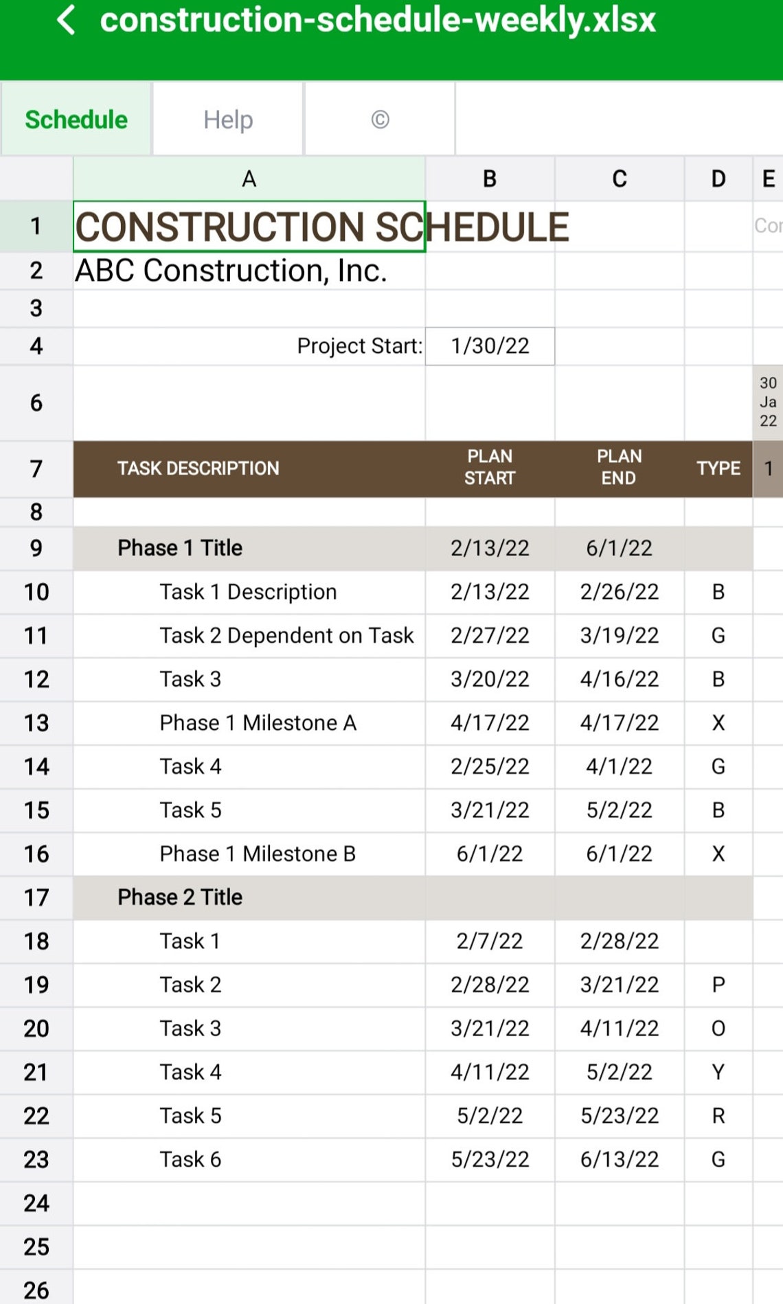 Construction Excel Spreadsheets - Etsy