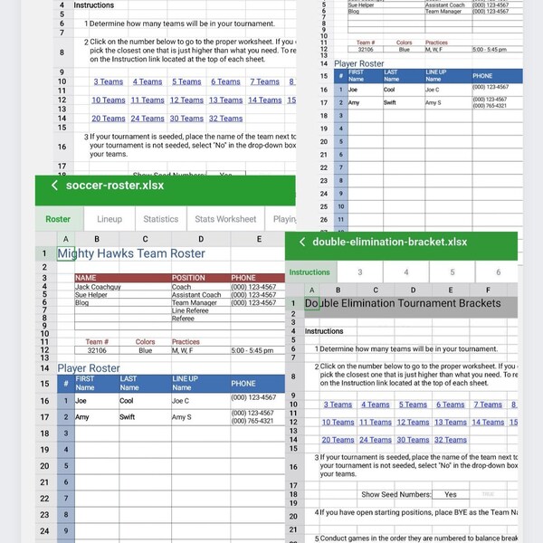 Sports Excel Spreadsheet - Etsy