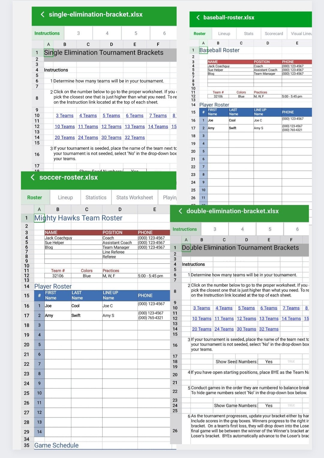 Sports Excel Spreadsheets - Etsy