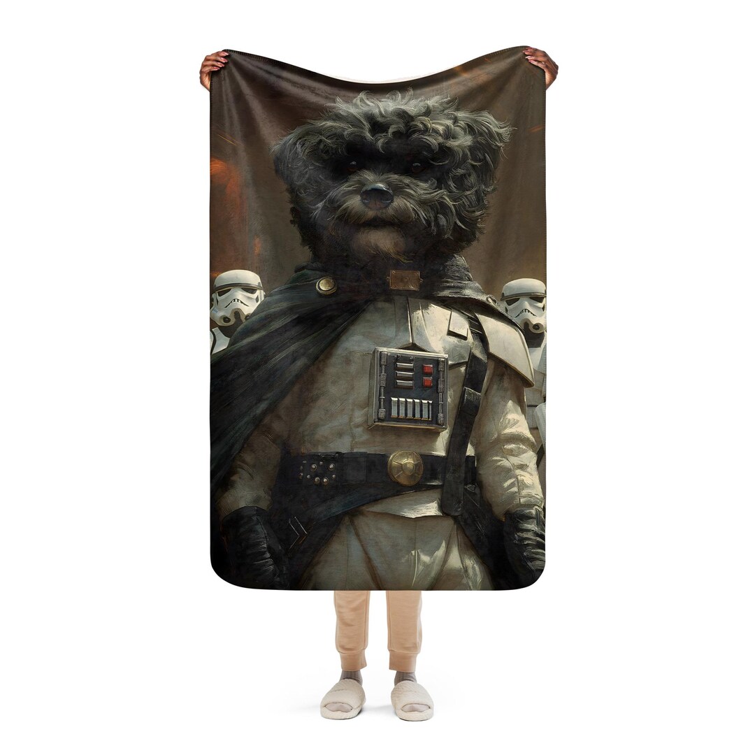 Black Sheepadoodle Darth Vader Sherpa Blanket,cozy Long-haired Dog ...