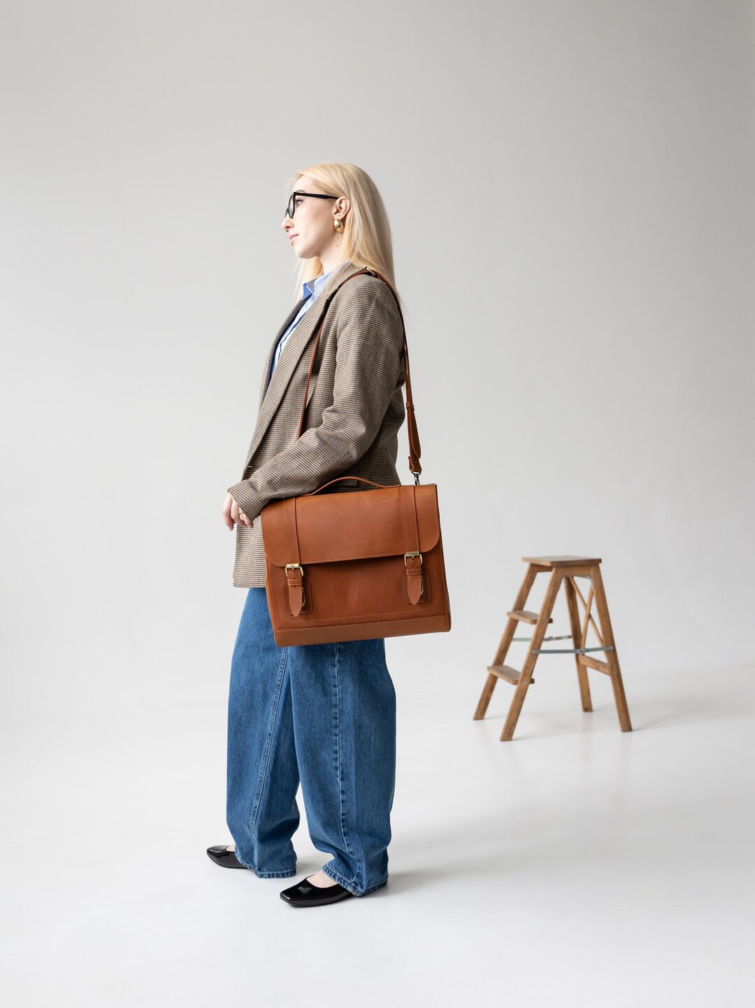 Women Satchel Bag, Leather Briefcase, Work Office Business Bag ...