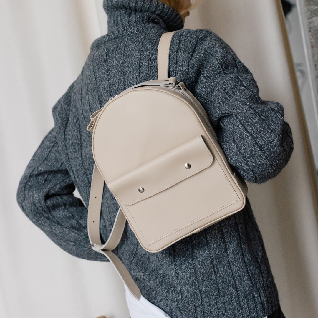 Small Leather Backpack, City Travel Haversack, Women Leather Knapsack ...