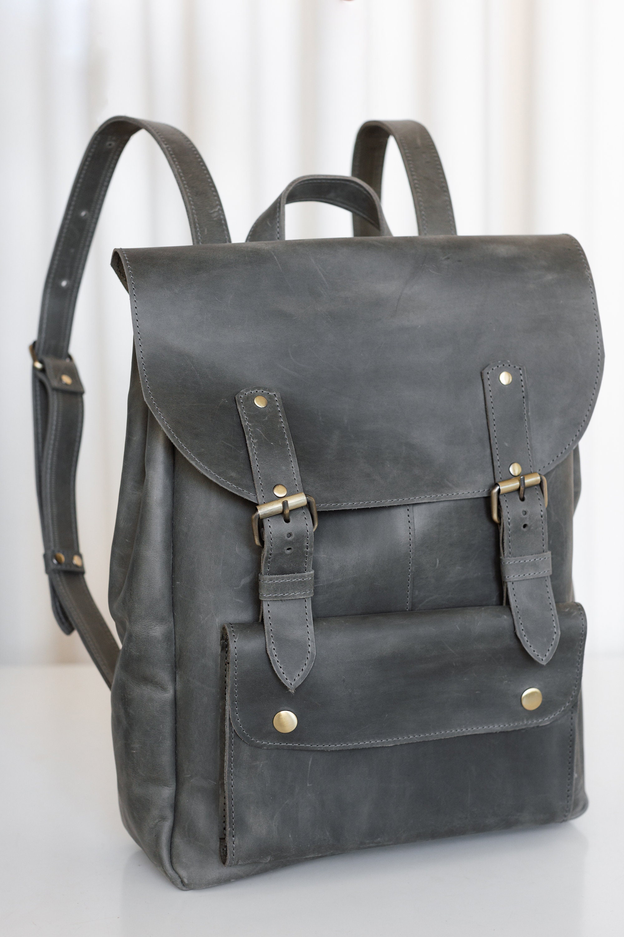 Backpack for Men, Fathers Day Gift, Leather Haversack, Large Backpack ...