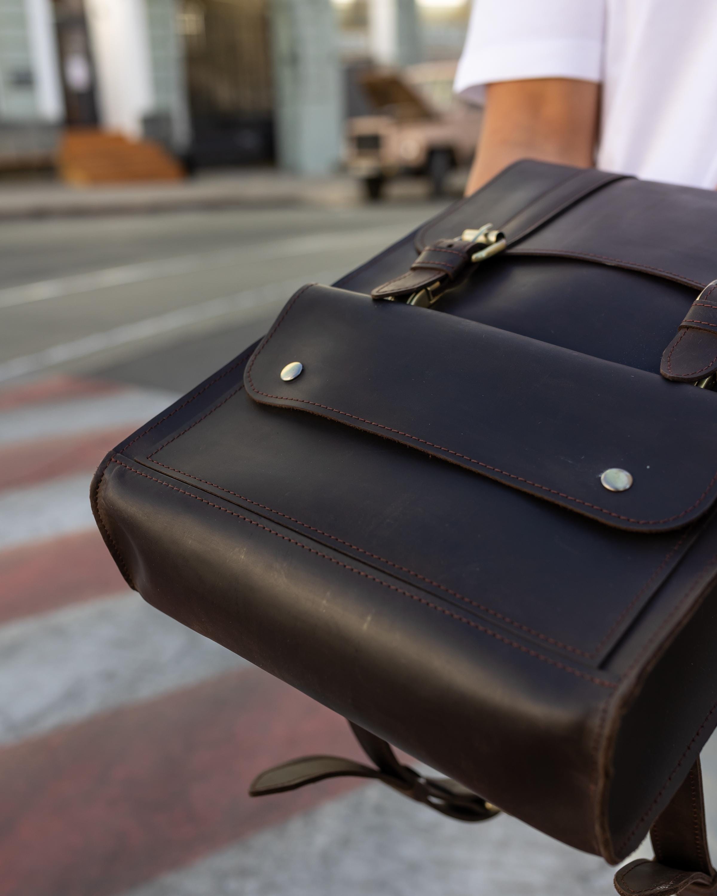 Leather Work Backpack, Mens Office Backpack, Everyday Knapsack, Mens ...