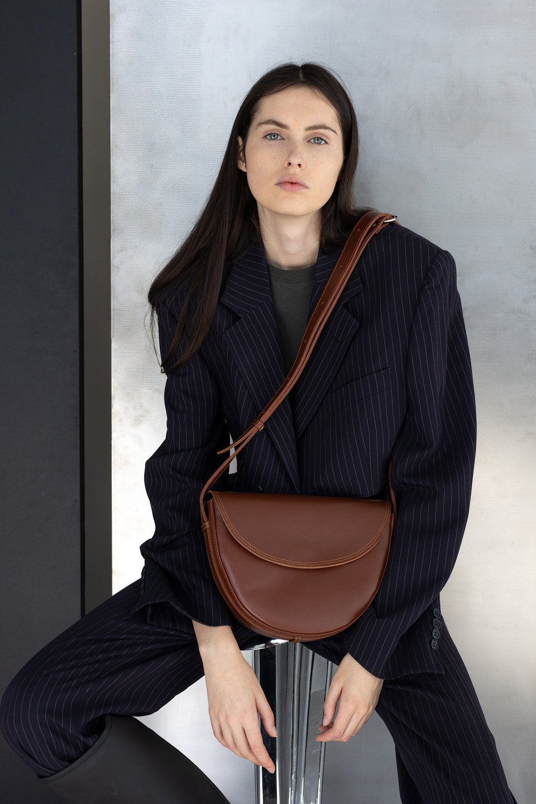 Women Half Moon Leather Bag, Shoulder Bag, Mothers Day Gift, Crossbody ...