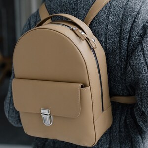 Minimalist Small Backpack for Girls, Leather Knapsack, School Rucksack ...