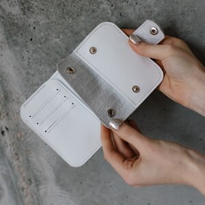 White Bifold Wallet, Slim Leather Wallet, Cash Wallet, Gift for Her ...