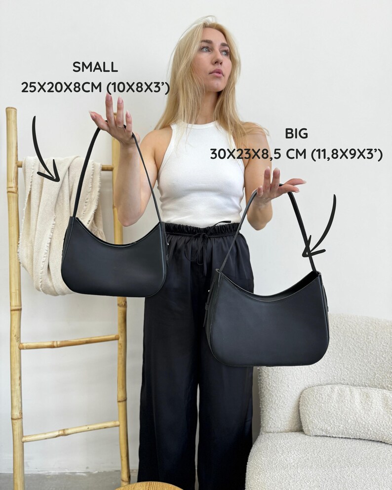 Small Leather Black Purse, Half Moon Bag, College Bag, Half Round Bag ...