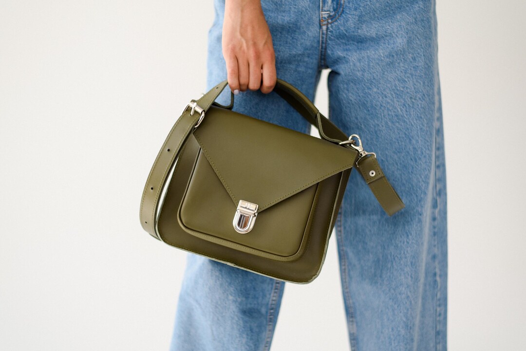 Small Leather Work Bag, Small Briefcase, Leather Crossbody Bag, Womens ...