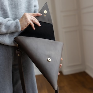 Geometric Crossbody Bag, Leather Triangle Shoulder Purse, Unique Women ...