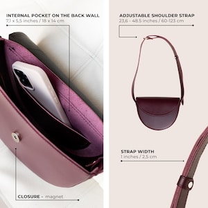 Crossbody Leather Bag, Shoulder Bag for Women, Half-round Bag, Leather ...