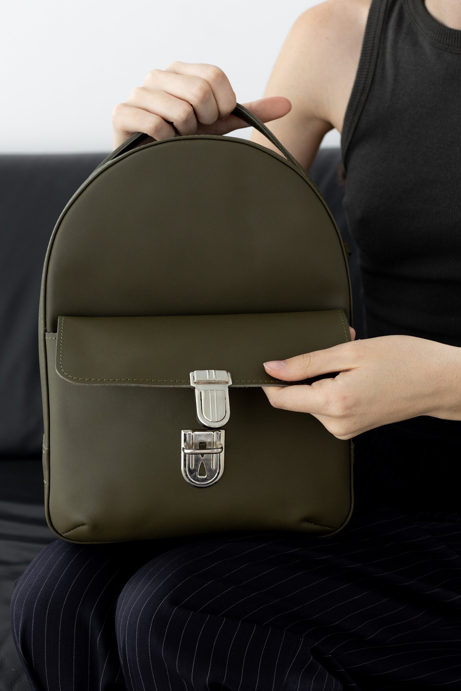 Women's Leather Backpack, Small Backpack With Pocket, Mini Travel ...