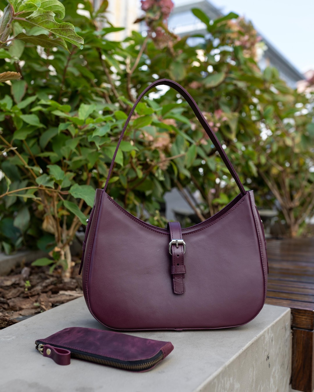 Burgundy Everyday Bag, Women Leather Bag, Small Evening Purse, City Bag ...