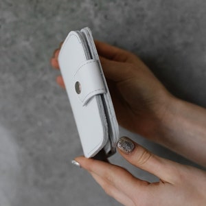 White Bifold Wallet, Slim Leather Wallet, Cash Wallet, Gift for Her ...