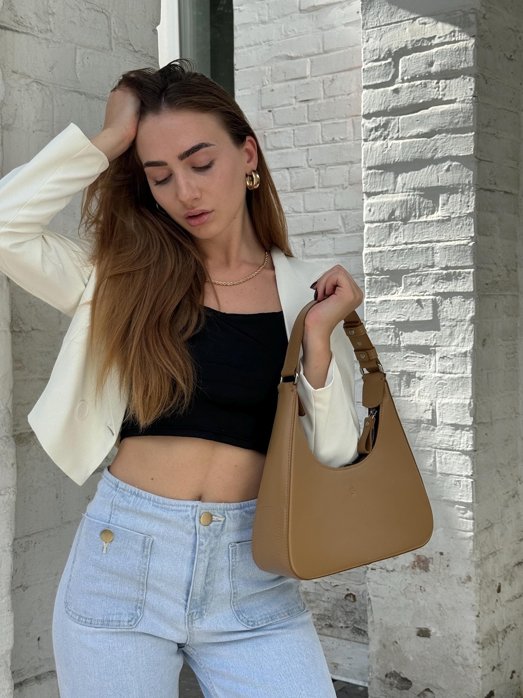 Minimalist Half Moon Shoulder Bag, Student Bag, Half Round Bag, Small ...