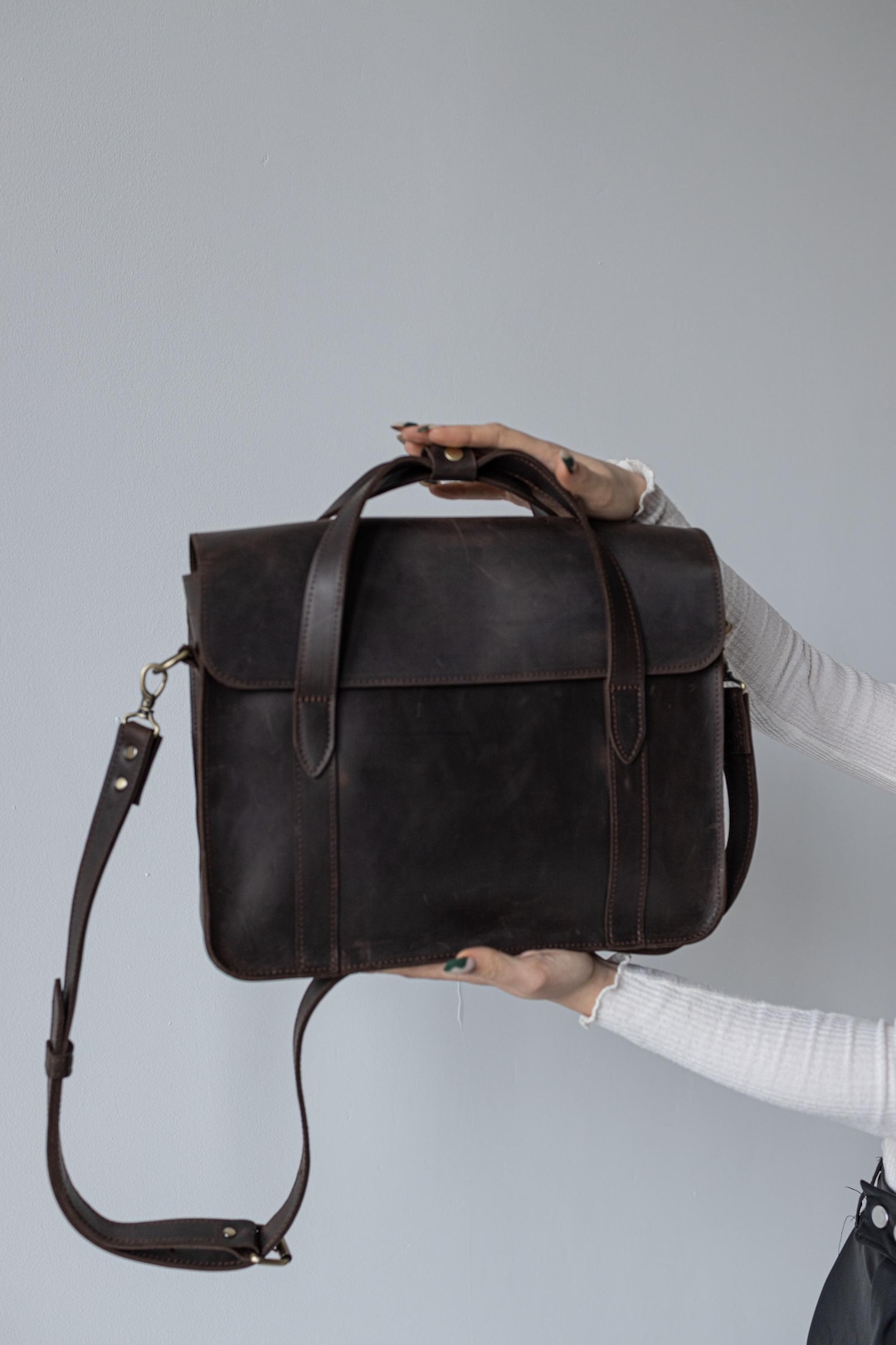 Brown Leather Briefcase, Messenger Bag, Leather Satchel, Dad Gifts ...