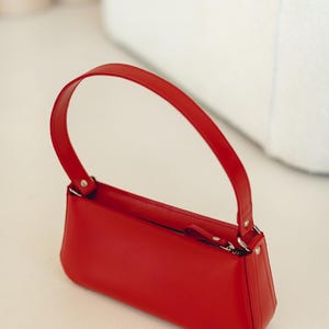 Small Red Leather Bag, Shoulder Bag, Clutch Bag, Gift for Her, Leather ...