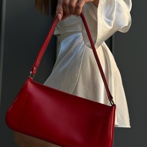 Small Red Leather Bag, Shoulder Bag, Clutch Bag, Gift for Her, Leather ...