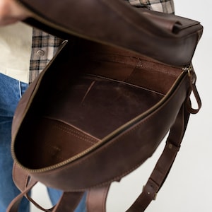 Women Mini Backpack, Leather Brown Rucksack, Small Personalized Daypack ...