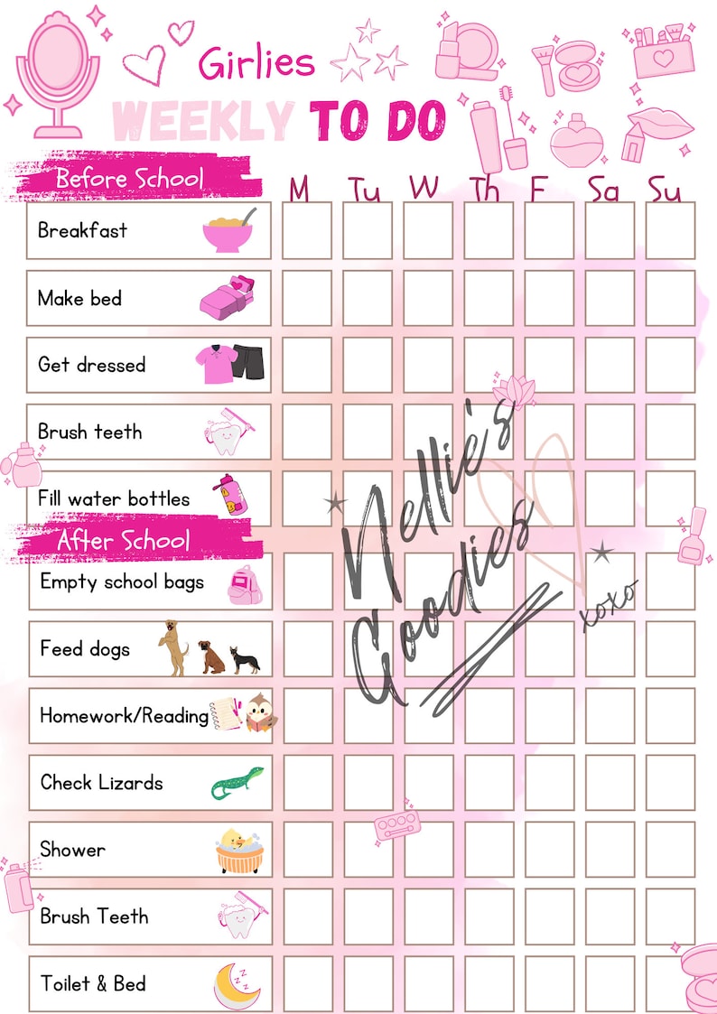 Girly Chore Charts! - Etsy