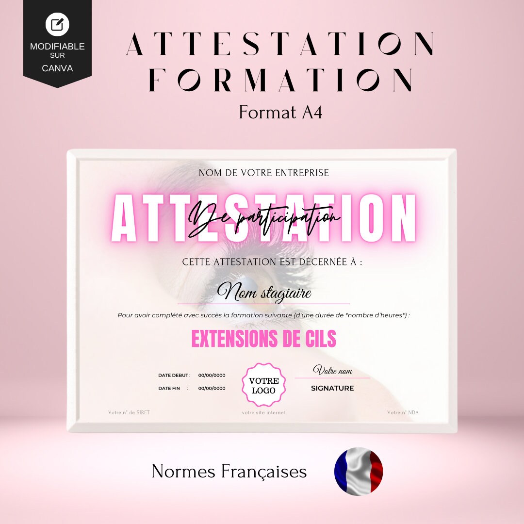 Certificate of Completion Template, Editable Eyelash Extension ...