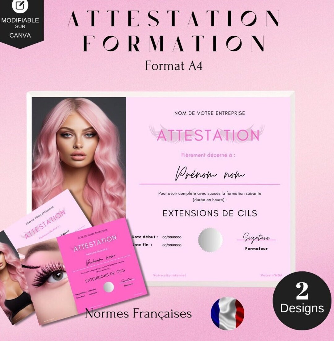 Certificate of Completion Template, Editable Eyelash Extension ...