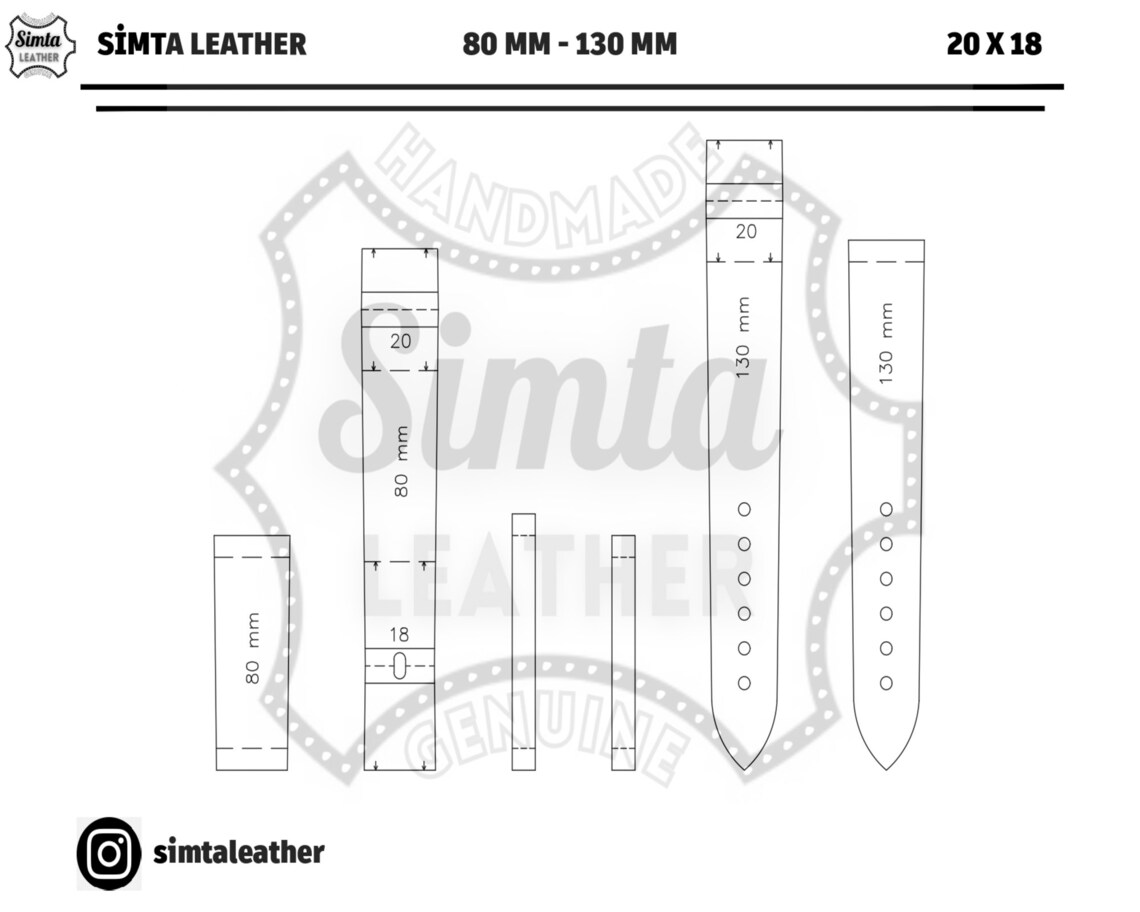 130 Mm X 80 Mm - PDF and DXF Model for Watch Strap | Pdf and Dxf ...