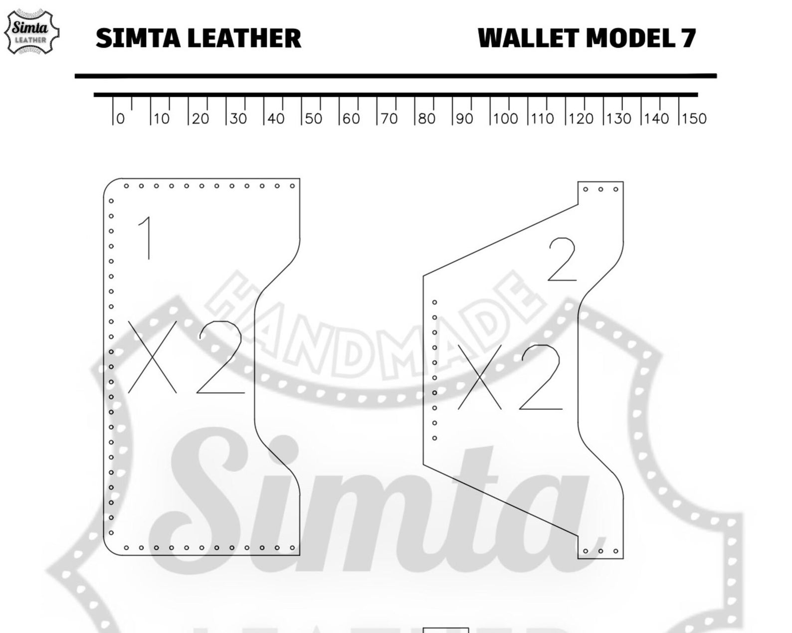 Wallet Model 7: Leather Crafting PDF & DXF Template With Stitching ...