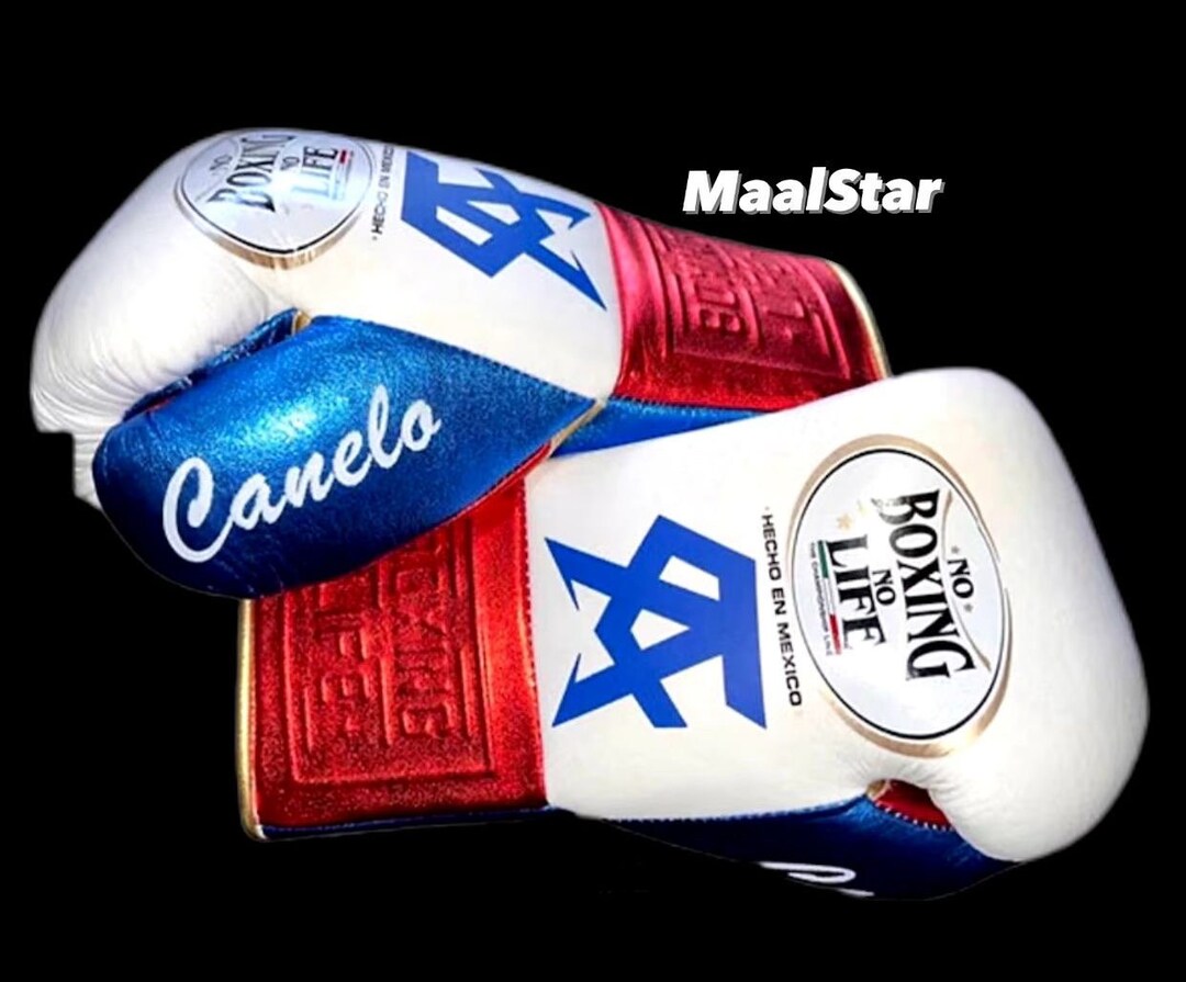 Customized Canelo Handmade No Boxing No Life Boxing Gloves White, Red ...