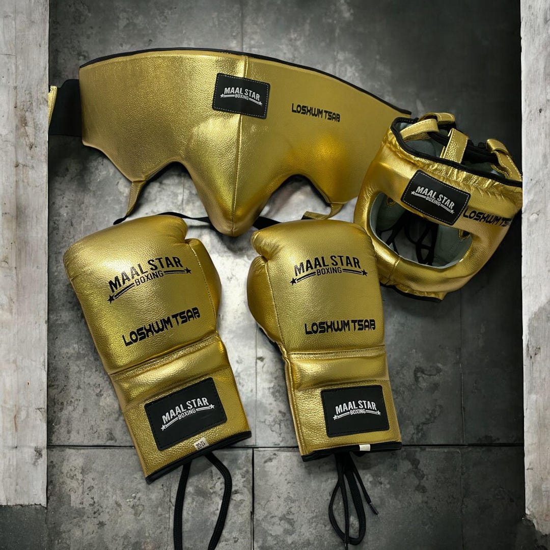 Metallic Golden Boxing Full Sparring Kit by Maalstar Champions Choice ...