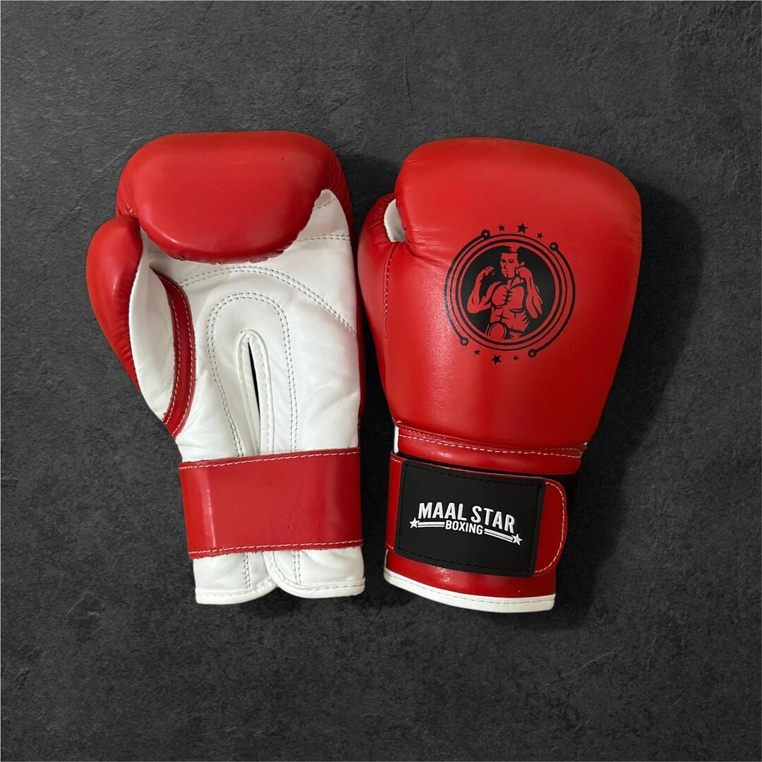 Red & White Velcro Strap Boxing Gloves by Maalstar Premium Variant ...