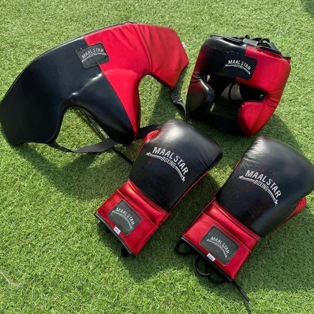 Metallic Red & Black Boxing Full Sparring Kit by Maalstar Champions ...