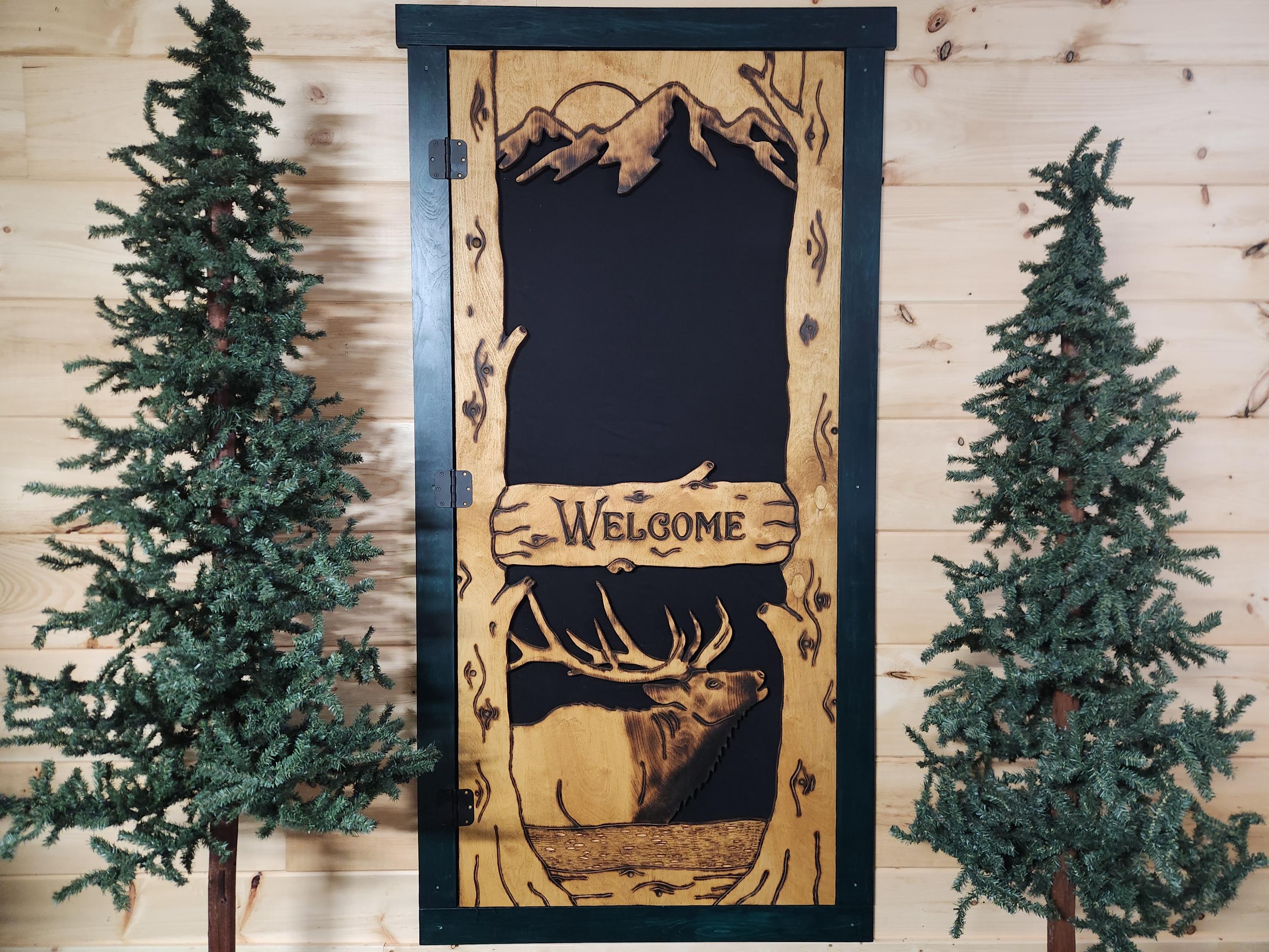 Elk Carved Screen Door, Custom-made, Rustic, Wildlife, Cabin Decor ...