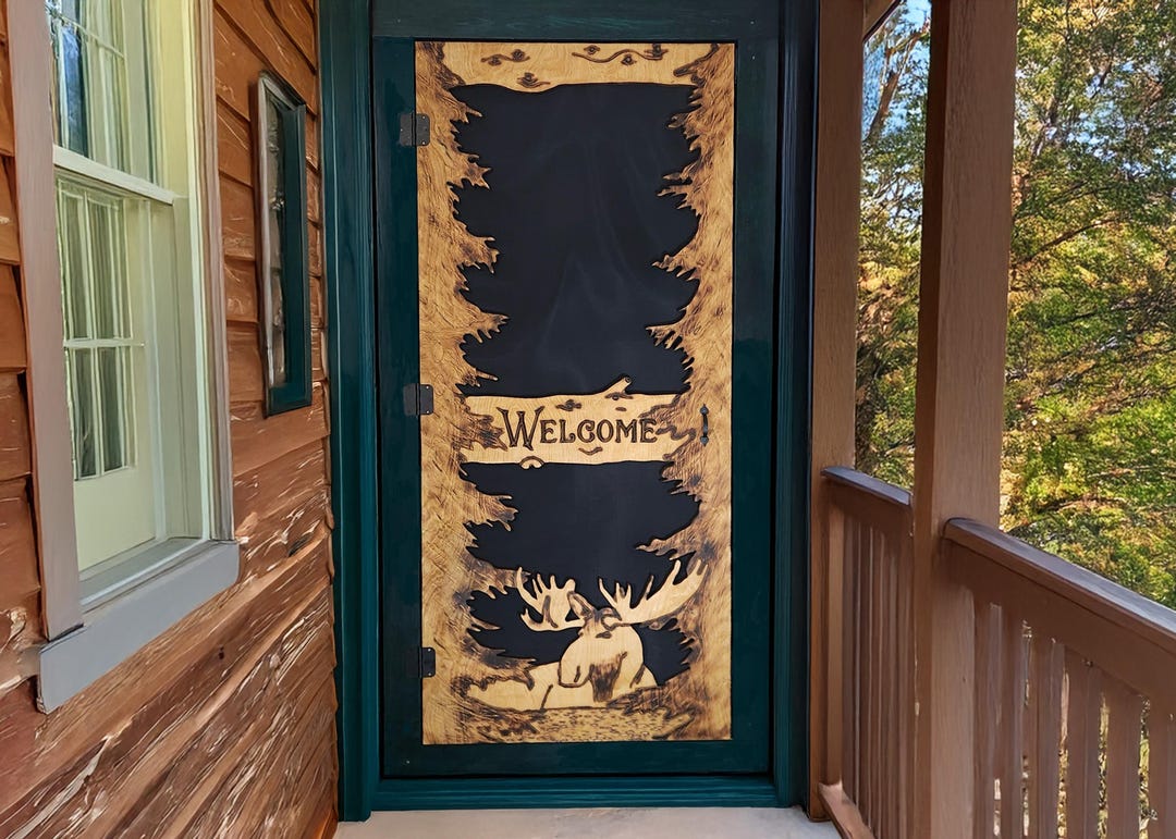Custom Carved Moose Screen Door, Rustic Cabin Decor - Etsy