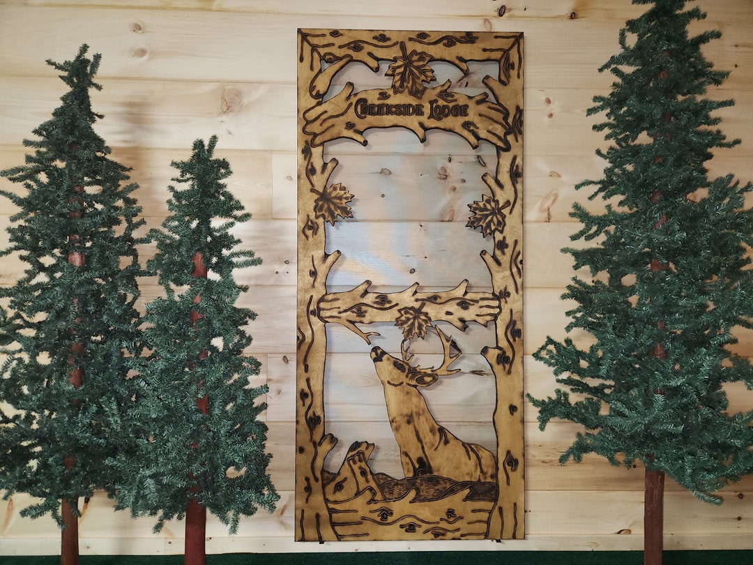Custom-made Rustic Carved Screen Door With Whitetail Deer, Wildlife ...